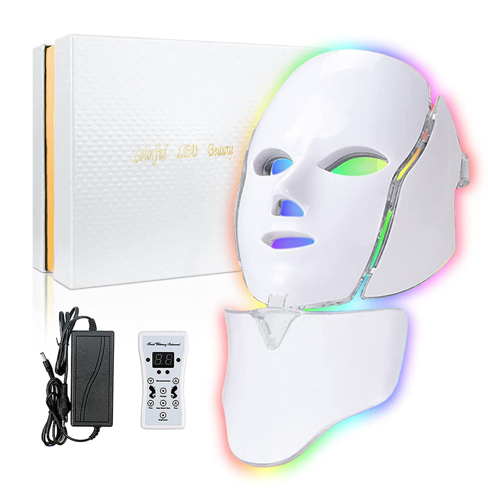 Blue Red Light Therapy Mask for Face, 7 Colors LED Face Mask Light The ...